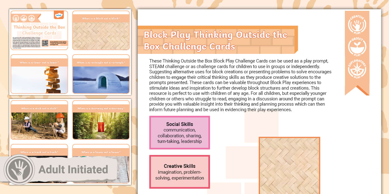 Block Play Thinking Outside the Box Challenge Cards - Twinkl