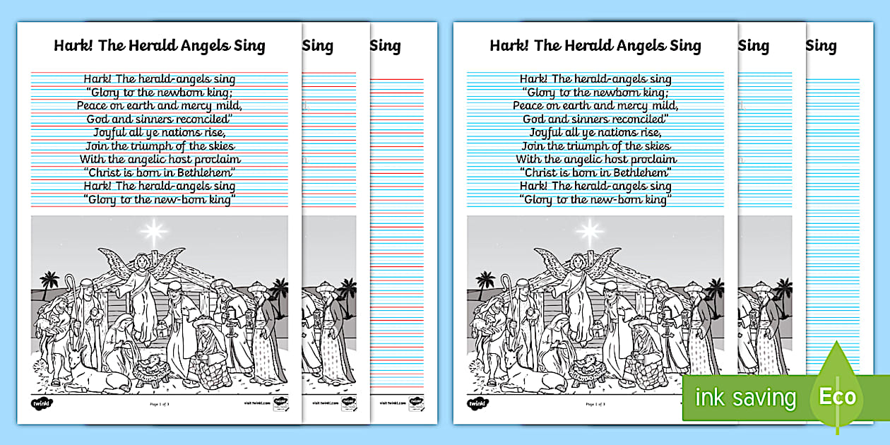 Hark! The Herald Angels Sing Handwriting Practice Worksheet / Worksheet