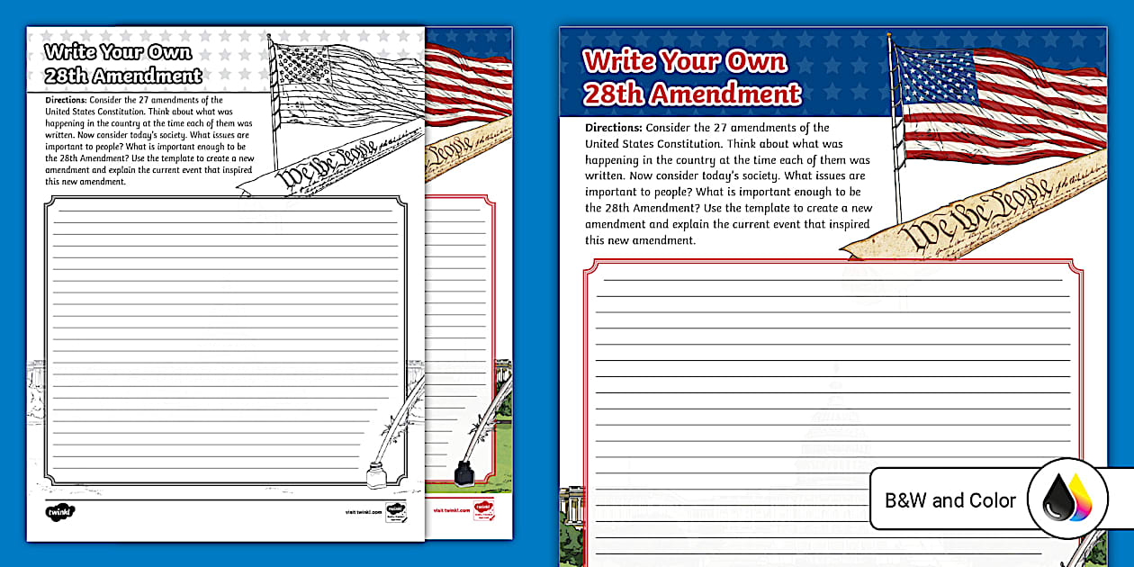 Eighth Grade 28th Amendment Worksheet (teacher made)