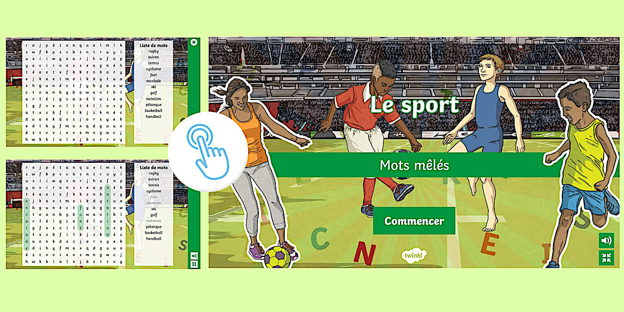 Mots mêlés interactif : Le sport (professor feito)