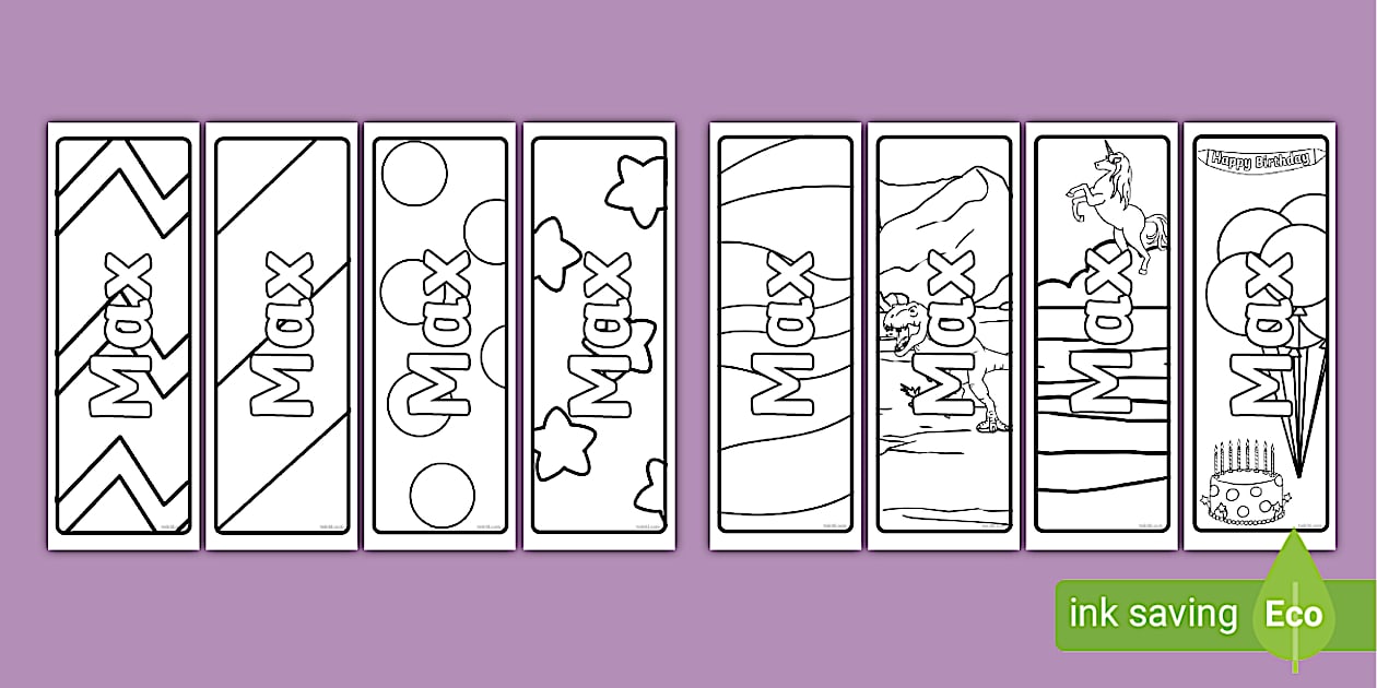 Max Name Simple Colouring Bookmarks (teacher made) - Twinkl