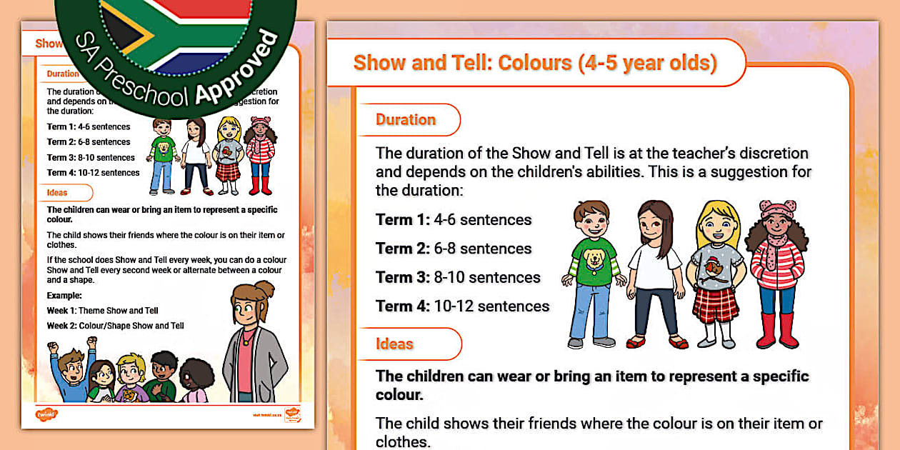 Colours: Show and Tell Ideas (Ages 4-5) (teacher made)