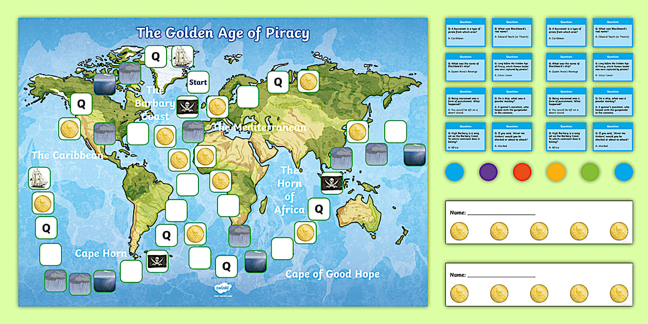 KS2 The Golden Age of Piracy Board Game