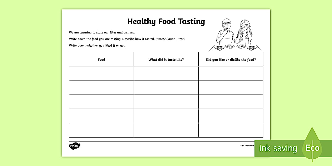 CfE Food Tasting Worksheet / Worksheet - Twinkl