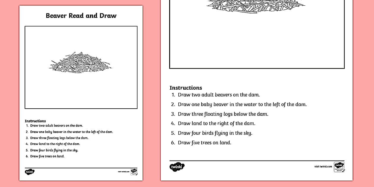 Canadian Beaver Read and Draw Worksheet / Worksheet - Twinkl