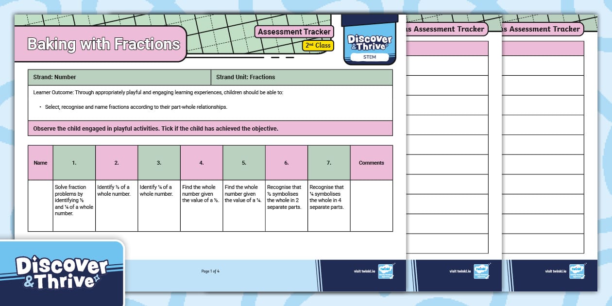 Baking with Fractions Assessment Tracker (teacher made)