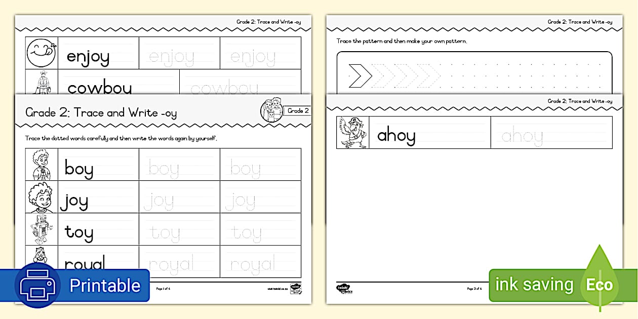 Grade 2 Phonics Trace and Write -oy (teacher made) - Twinkl