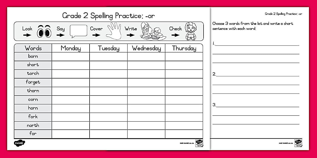 Grade 2 -or Phonics Spelling Practice Sheets (teacher made)
