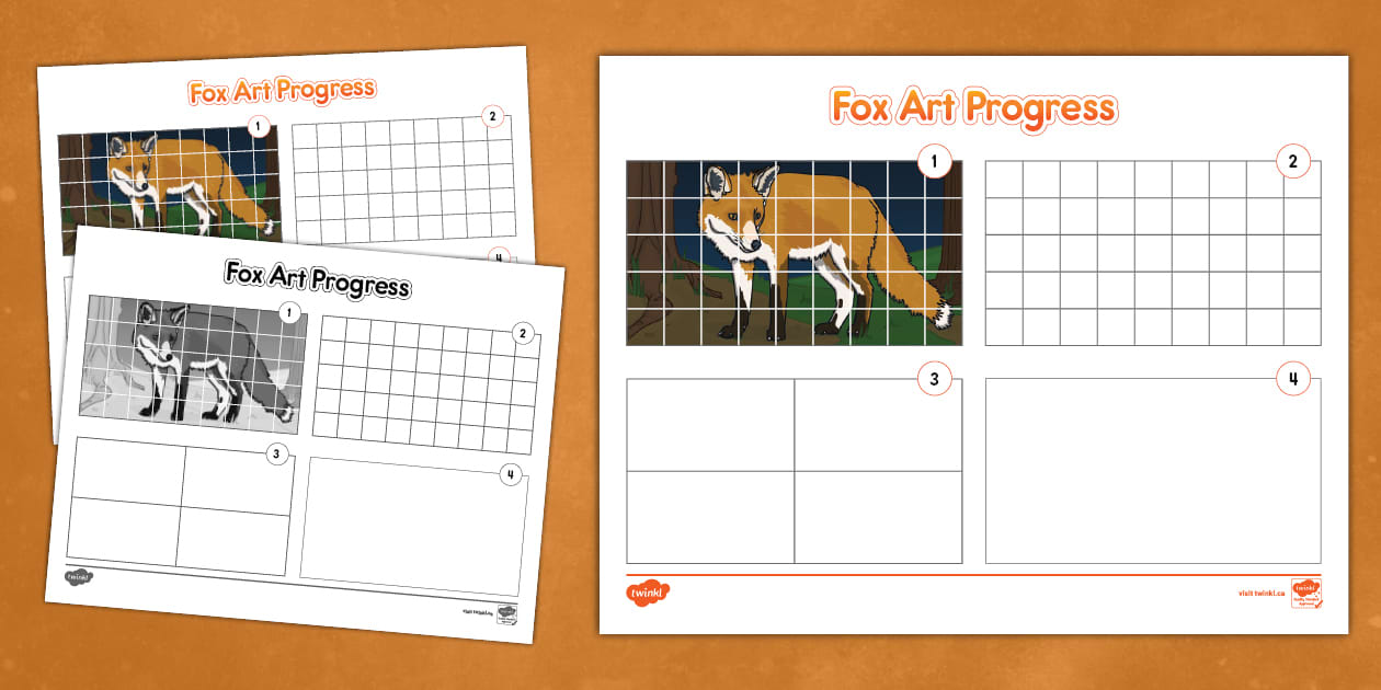 Fox Art Progress Template (teacher made) - Twinkl