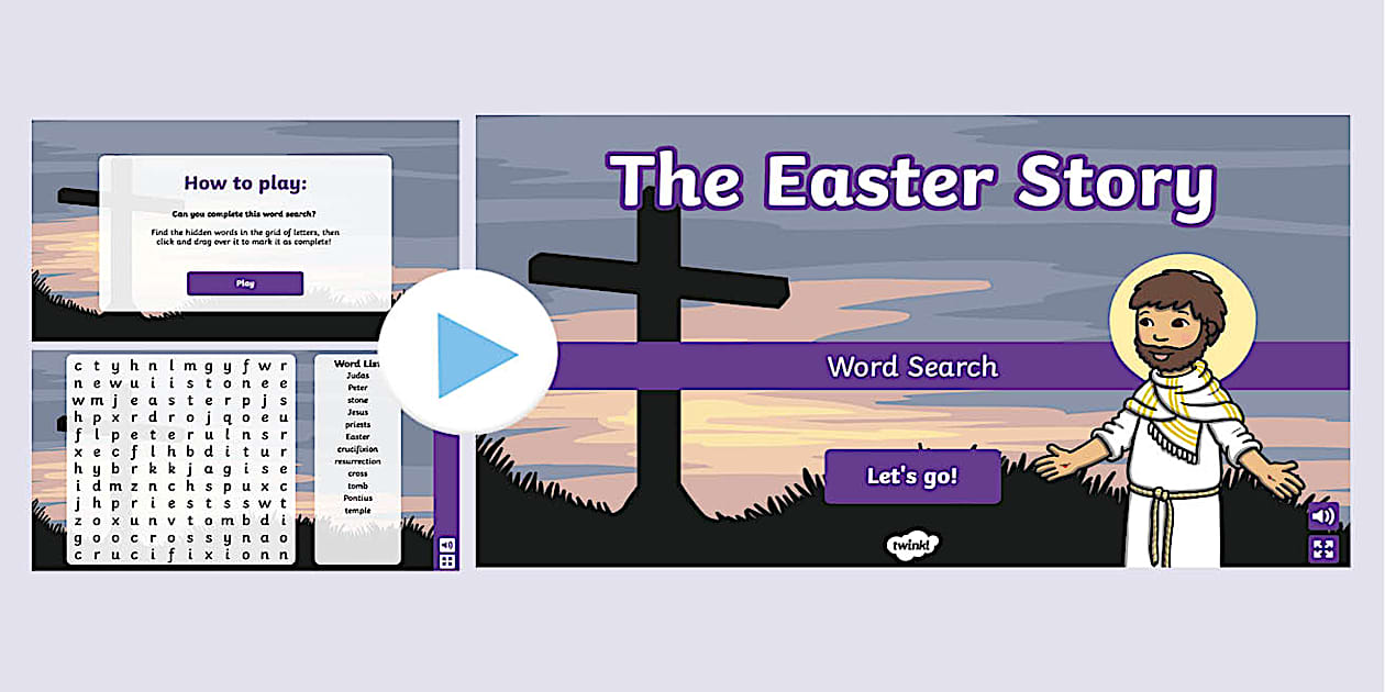 The Easter Story Interactive Word Search (teacher made)
