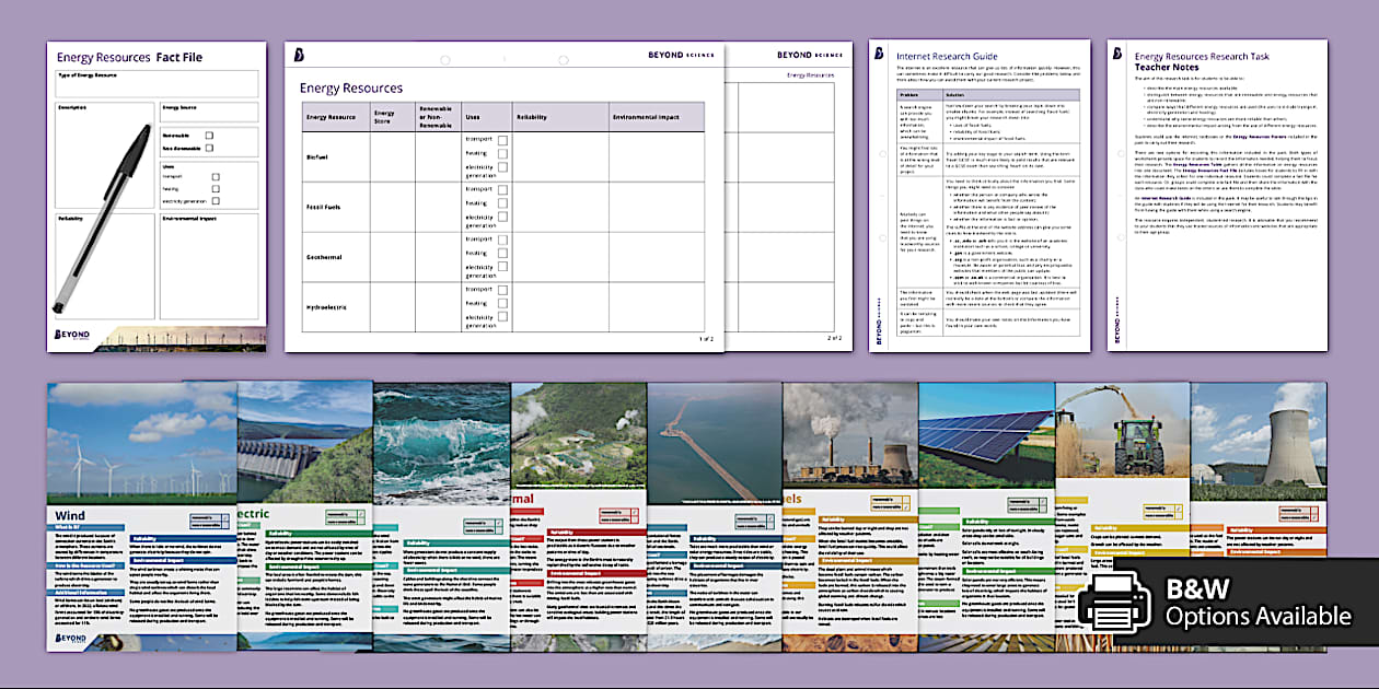Energy Resources Research Task | Science | Beyond Secondary