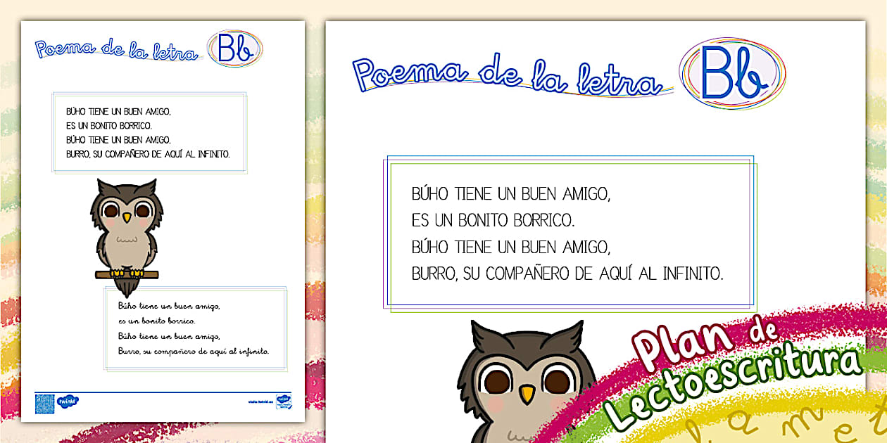 Plan de lectoescritura: La letra B - Poema - Twinkl