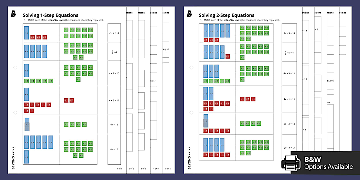 👉 Solving 1-Step Equations with Algebra Tiles - Twinkl