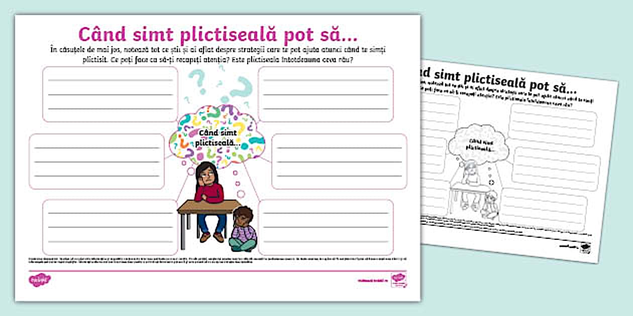 Când simt plictiseală, pot să... – Hartă mentală