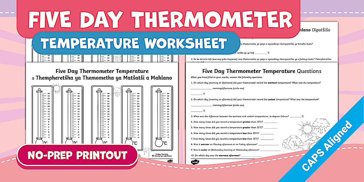 Grade 4 Maths Five Day Thermometer Temperature Celsius