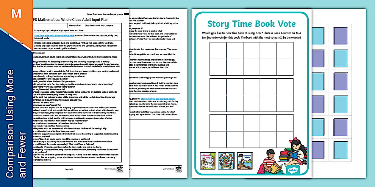 EYFS Maths Comparing Story Time Votes Planning and Pack