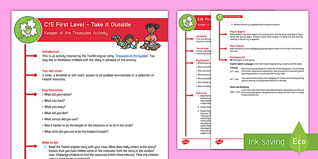 Cfe First Level - Take It Outside – Keeper of the Treasures Activity