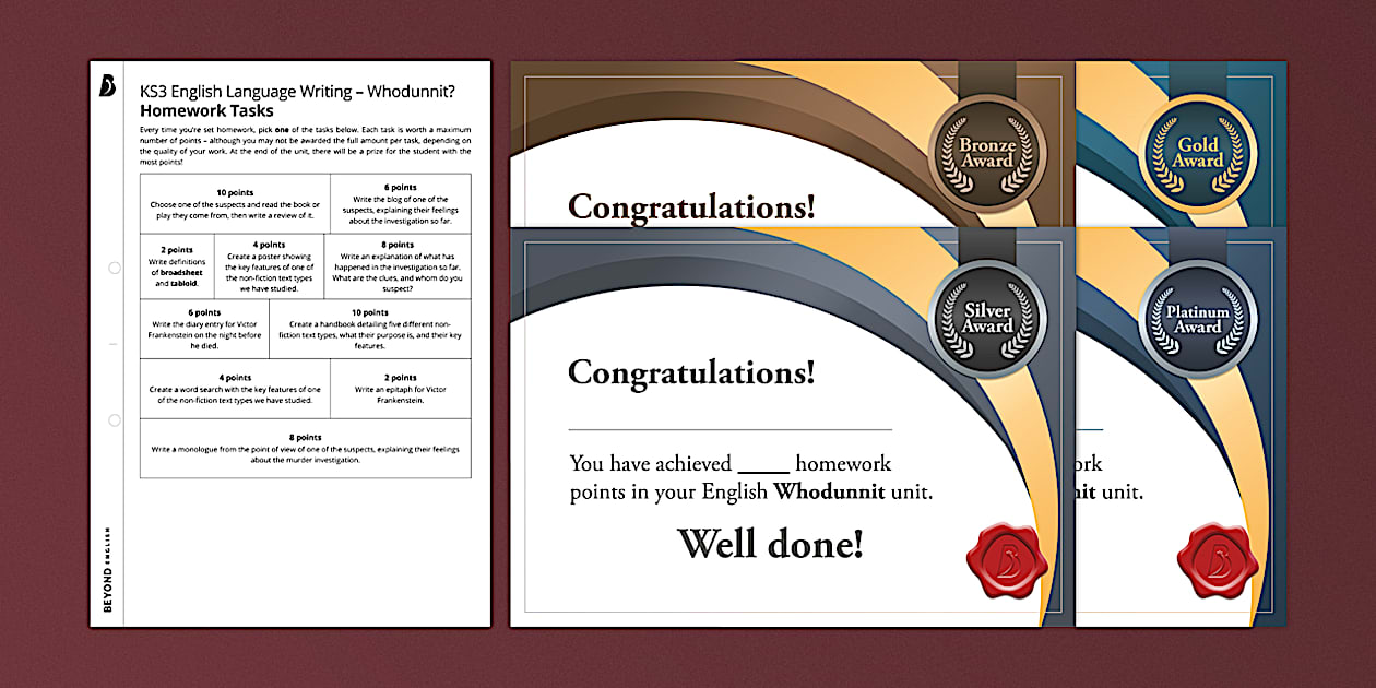 KS3 English Language Writing: Whodunnit? Homework Pack