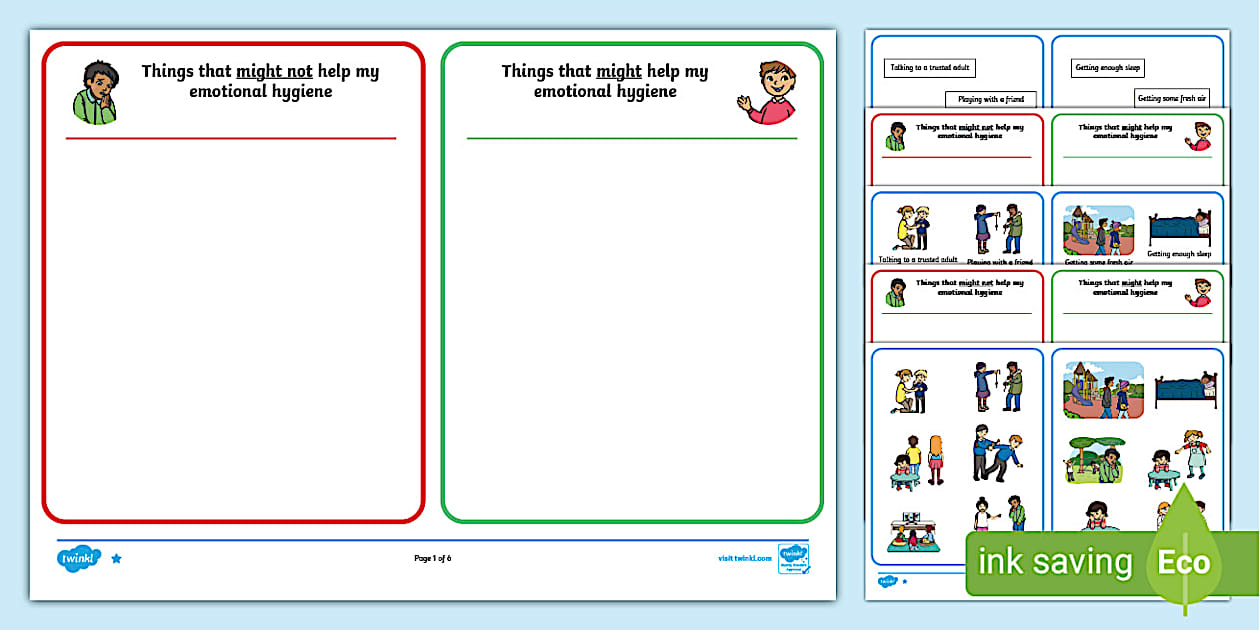 Taking Care of My Emotional Hygiene Sorting Activity