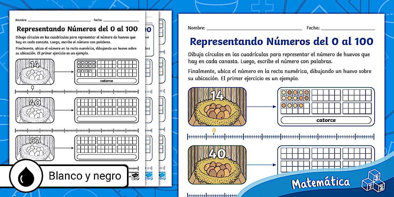 guía | representar números | números hasta 100 | matemática