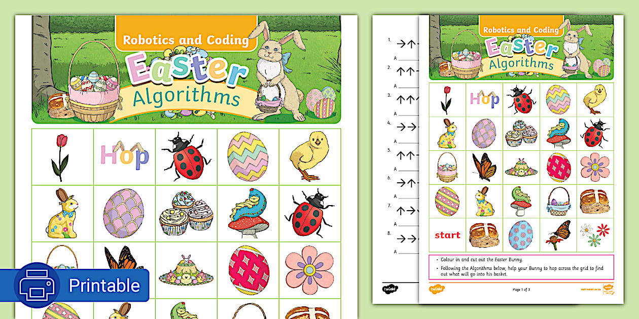 Grade 3 Robotics and Coding - Easter Algorithms - Twinkl