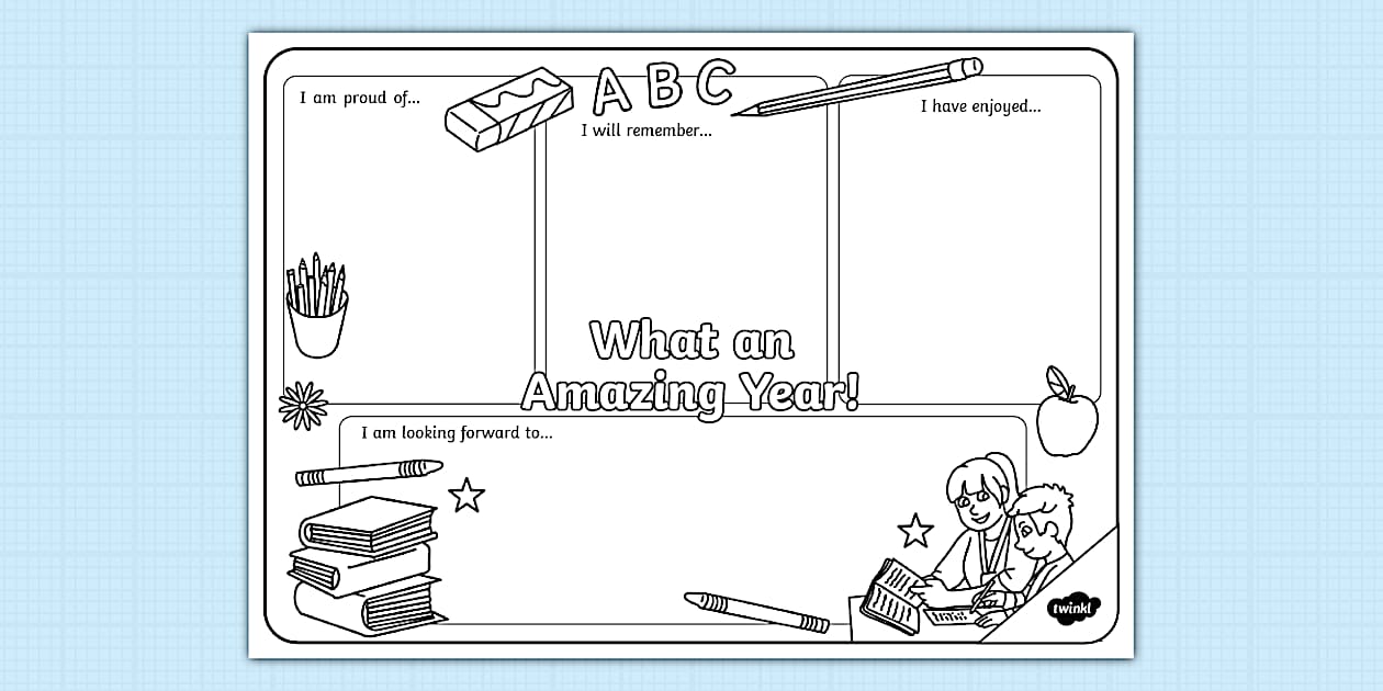 Let's Doodle About the End of Term Colouring Page - Twinkl