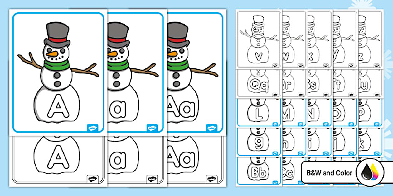 Snowman Alphabet Cards (Teacher-Made) - Twinkl