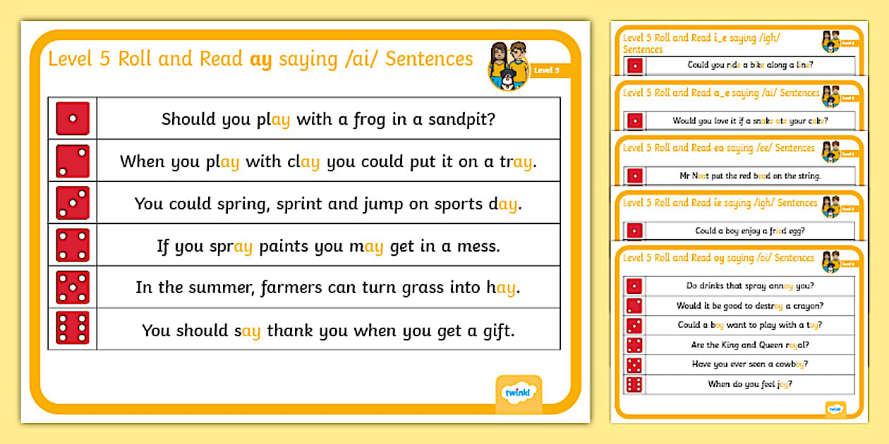Twinkl Phonics Level 5 Roll and Read Sentences Weeks 1-10