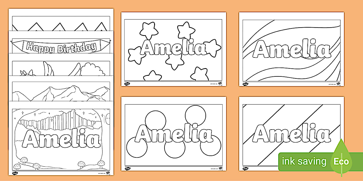 Amelia Name Simple Colouring Activity Sheets - Twinkl