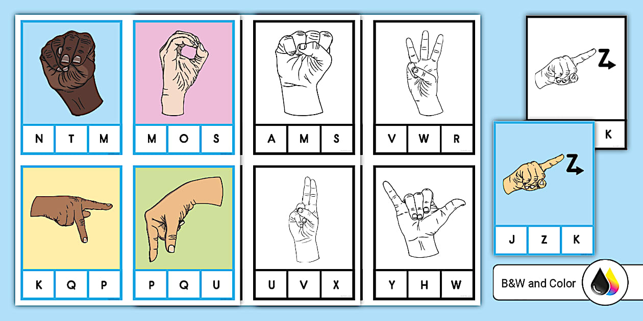 ASL Letters N-Z Matching Clip Cards (Teacher-Made) - Twinkl