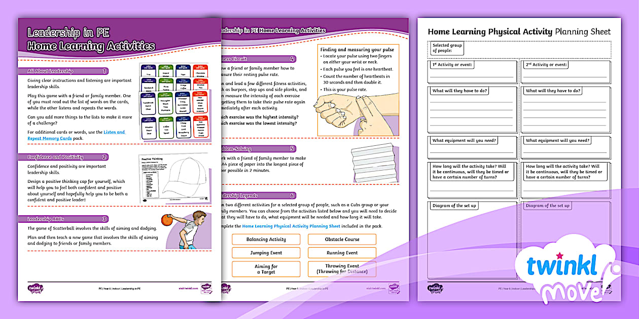 Twinkl Move PE - Y6 Leadership in PE: Home Learning Tasks