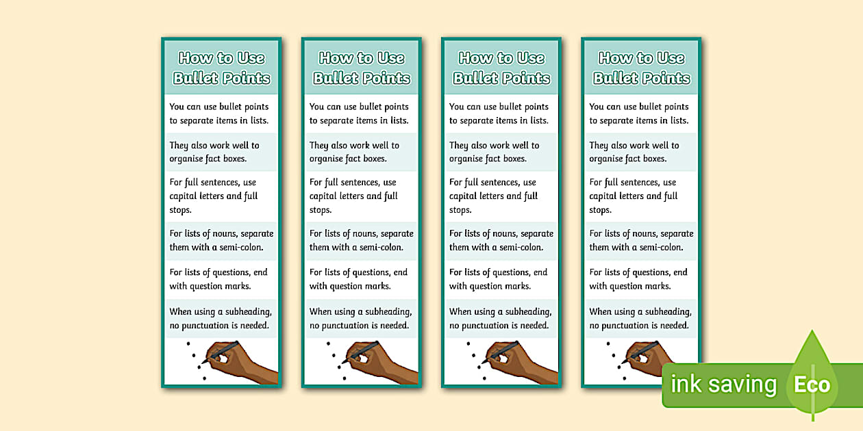 How to Use Bullet Points Bookmarks (teacher made) - Twinkl