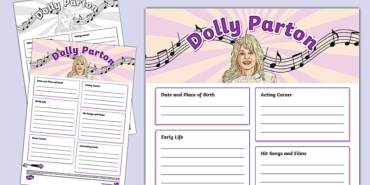 Dolly Parton Fact File Template (teacher made) - Twinkl