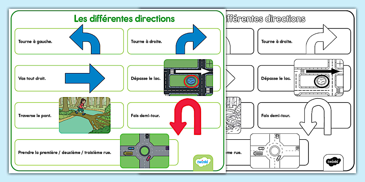 French Directions Worksheet | Twinkl Education
