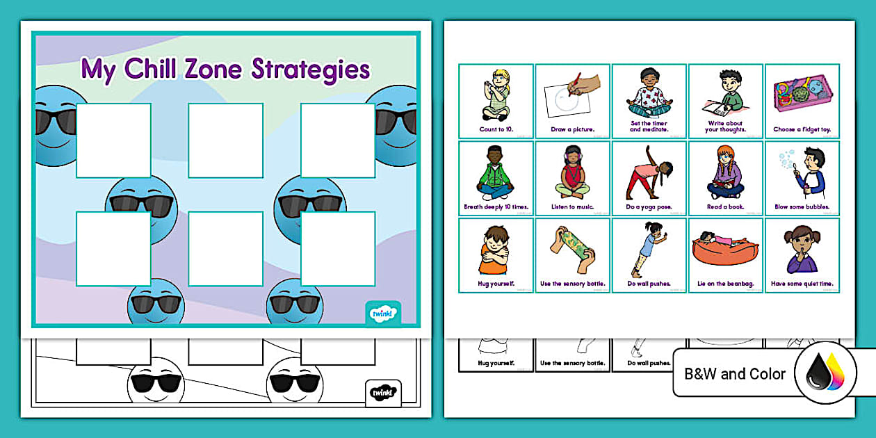 My Chill Zone Calming Corner Strategies Choice Board