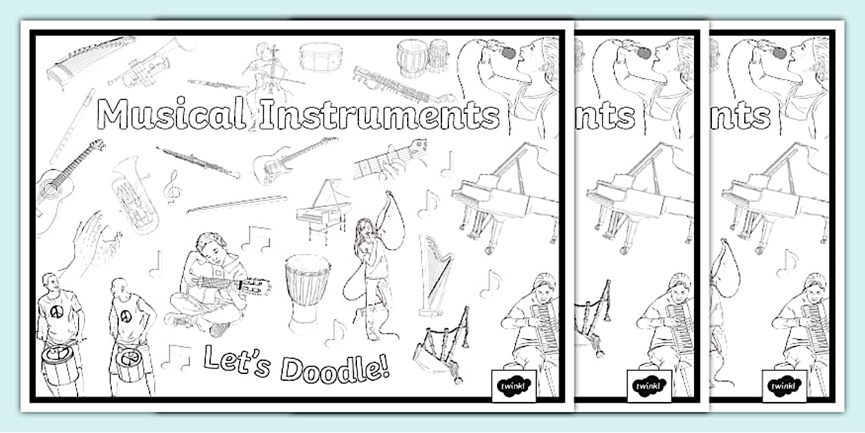 Musical Instrument Doodle Colour Page - Twinkl - KS2