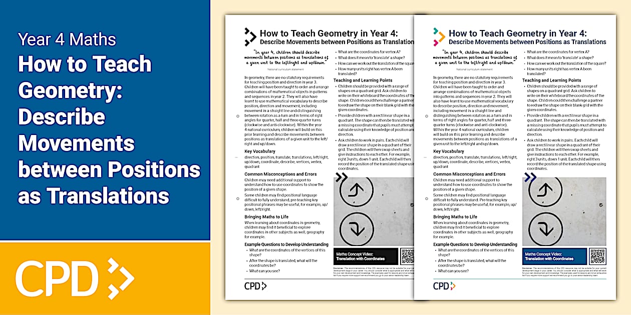 How to Teach Geometry in Year 4: Describe Movements between Positions as