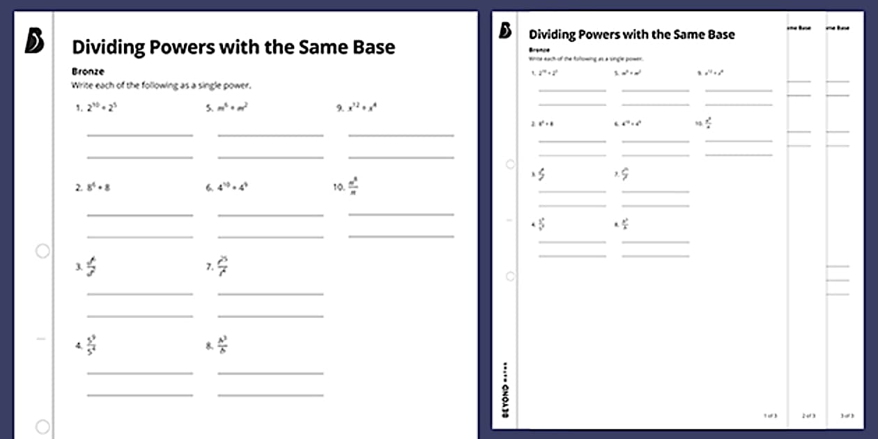 👉 Dividing Powers with the Same Base | KS3 Maths | Beyond