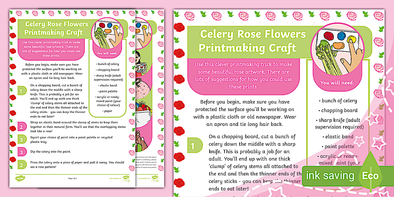 Celery Rose Flowers Printmaking Craft (teacher made)