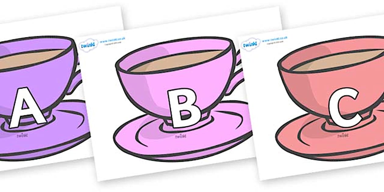 A-Z Alphabet on Cups