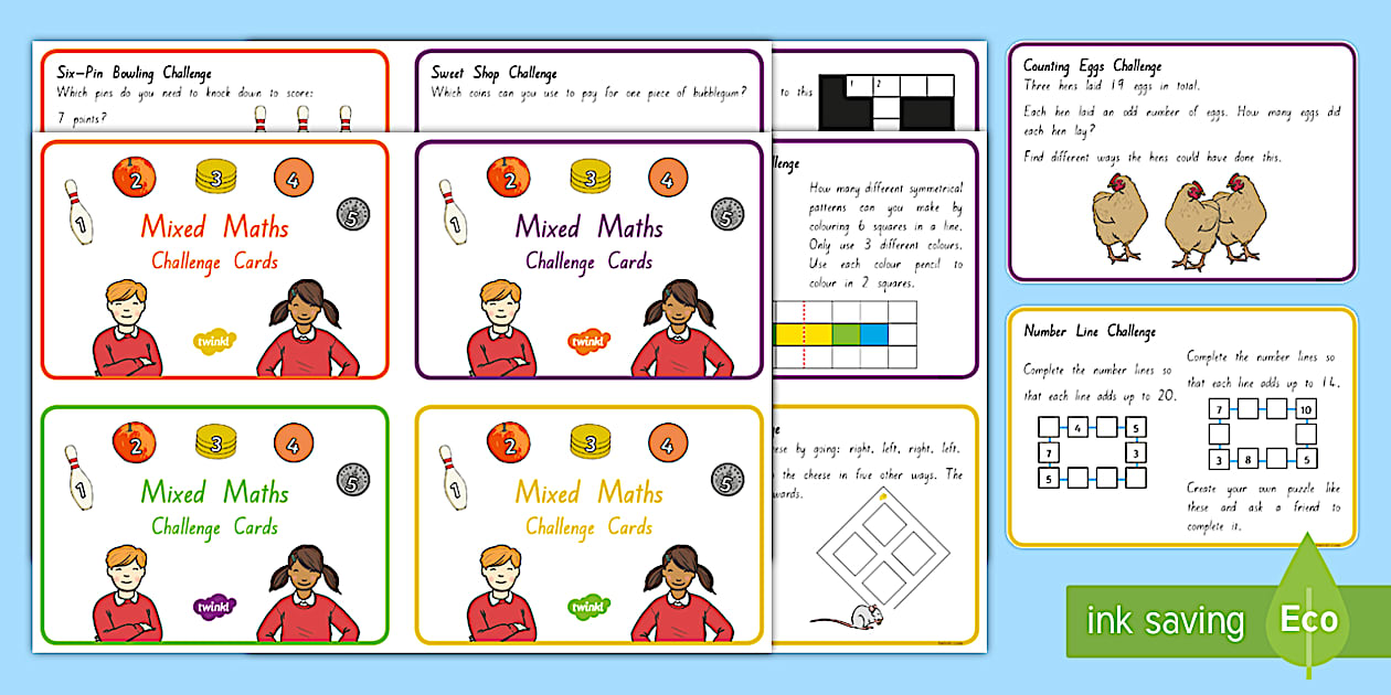 New Zealand Year 1-2 Mixed Maths Challenge Cards