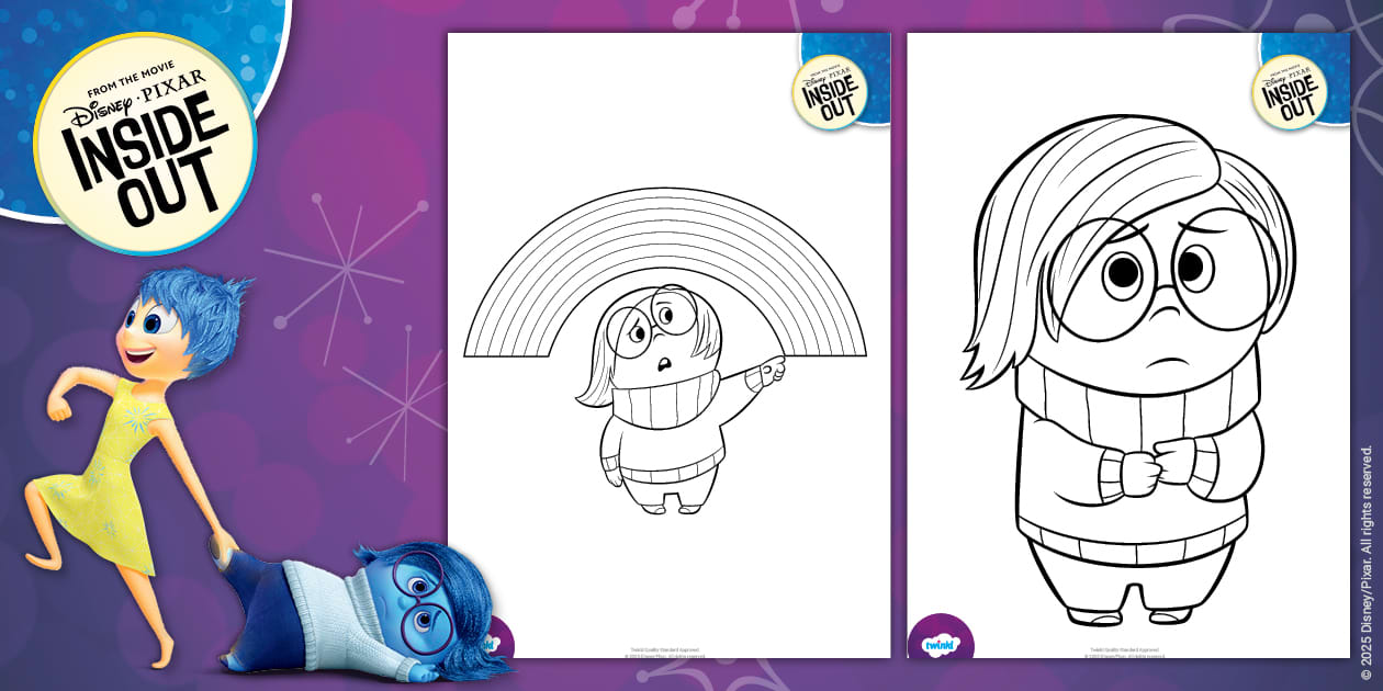 Inside Out: Sadness Colouring Page (teacher made) - Twinkl