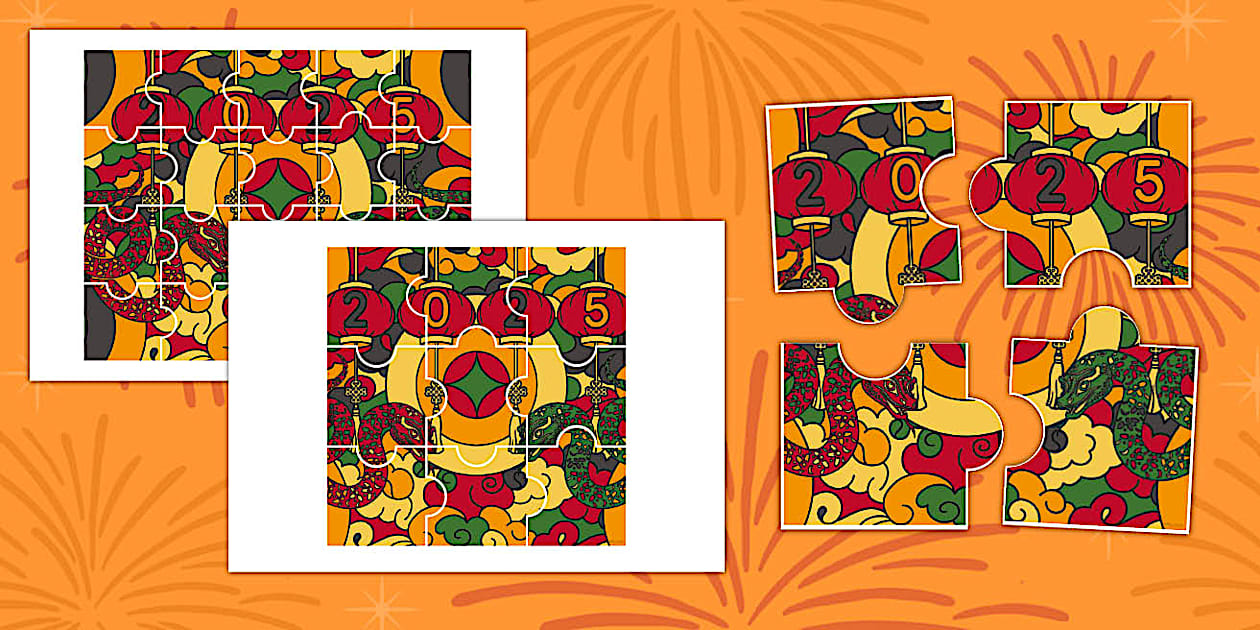 Year of the Snake Jigsaw Puzzle (teacher made) - Twinkl