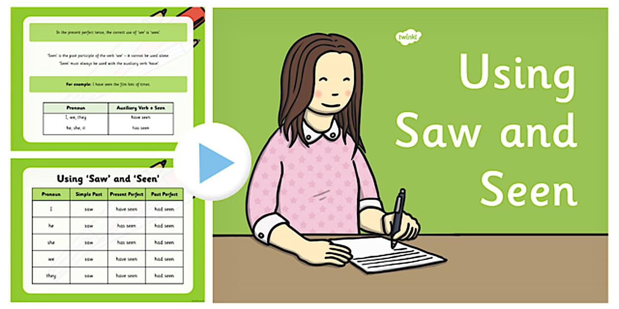 Using 'Saw' and 'Seen' PowerPoint (Teacher-Made) - Twinkl