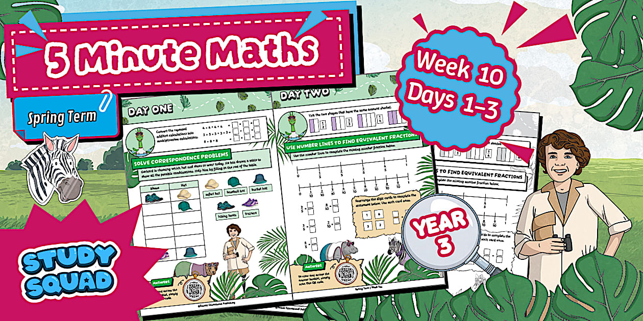 👉 Study Squad 5 Minute Maths Year 3 Spring - Week 10 Days 1-3