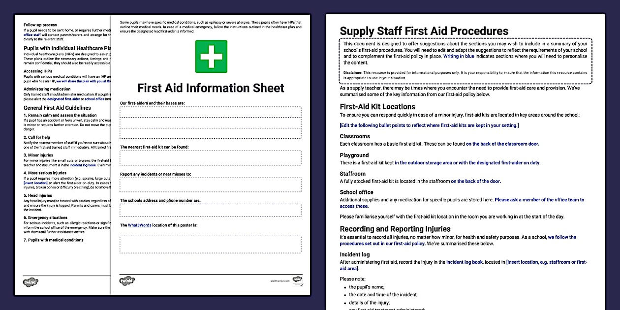 Supply Staff First-Aid Procedures - SLT (teacher made)