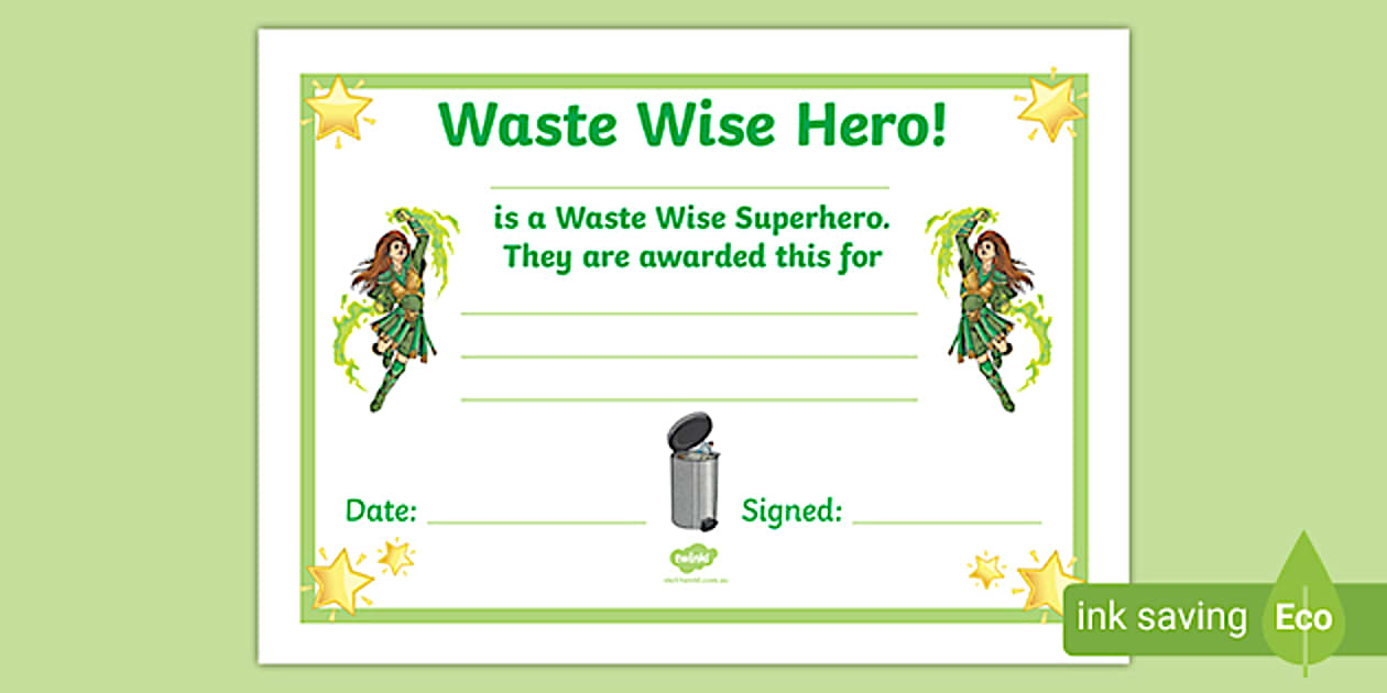 QLD Waste Wise Certificates (teacher made) - Twinkl