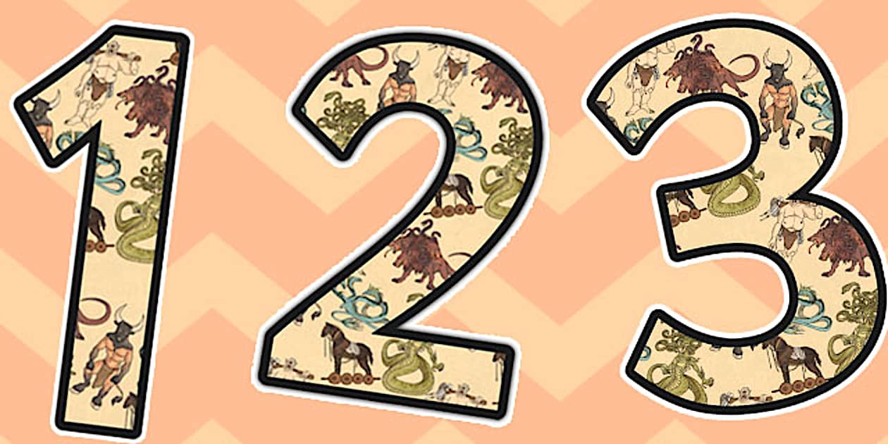 Greek Mythical Creatures Themed Display Numbers - Twinkl