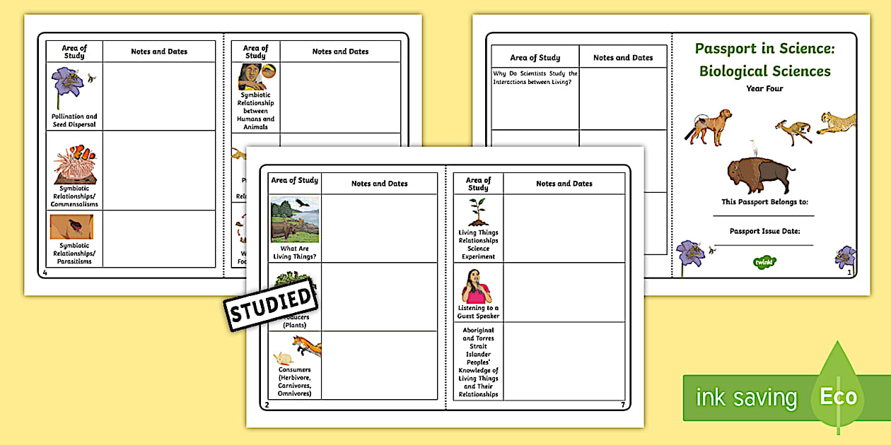 Year 4 Biological Sciences Passport - AC9S4U01 - Twinkl