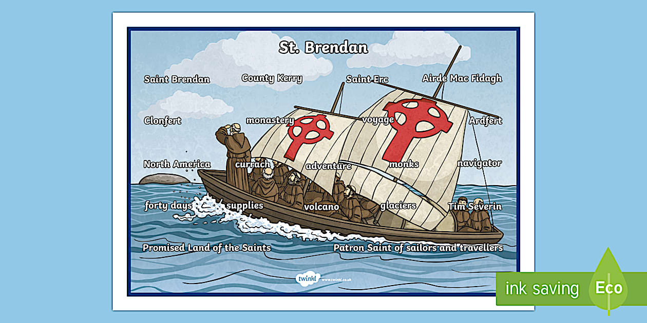 Cursive Saint Brendan the Navigator Word Mat (teacher made)